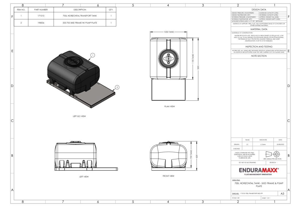 700 Litre Horizontal Transport Tank – MJP Supplies